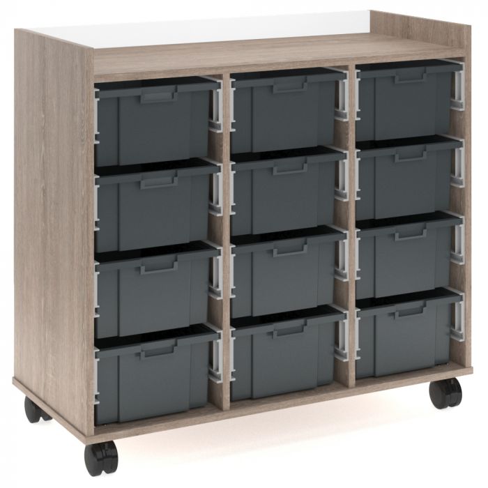 Stash Mobile Tote Tray Storage Trolley – 3 Columns | BFX Furniture