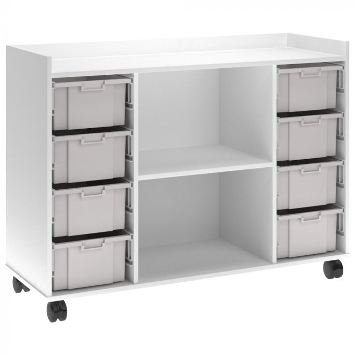 Stash Mobile Tote Tray Storage Trolley – 2 Columns with Shelves